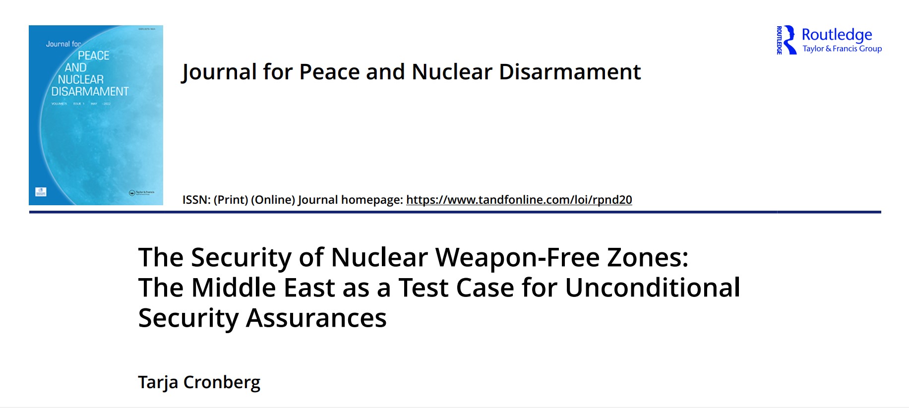 The Security of Nuclear Weapon-Free Zones: The Middle East as a Test ...